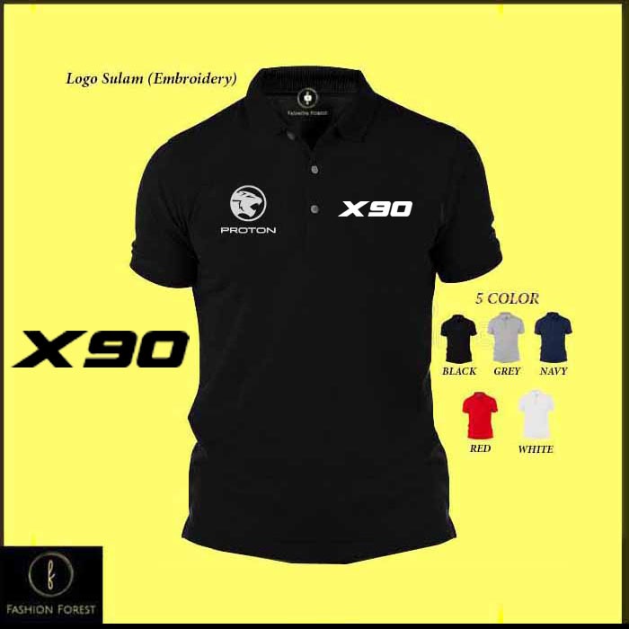 Baju Logo Sulam Polo T Shirt Cotton Proton X90 SUV 7 Seater GEELY Car ...