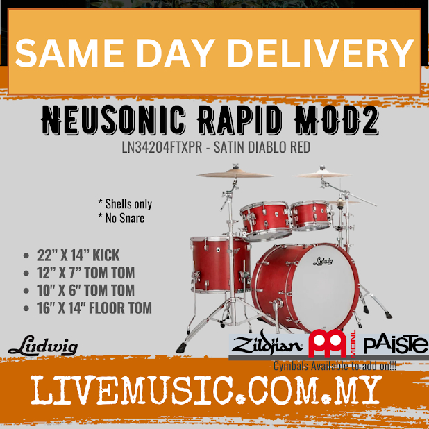 Ludwig LN34204FTXA8 / LN34204FTXPR Neusonic 4-Piece Rapid MOD2 Acoustic ...