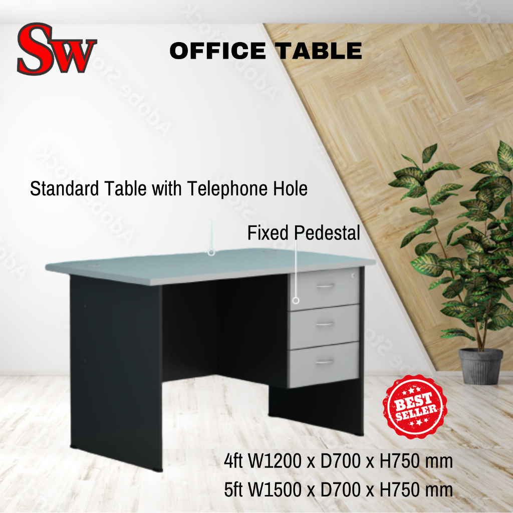 OFFICE TABLE WITH FIXED PEDESTAL (3 DRAWERS) | Shopee Malaysia