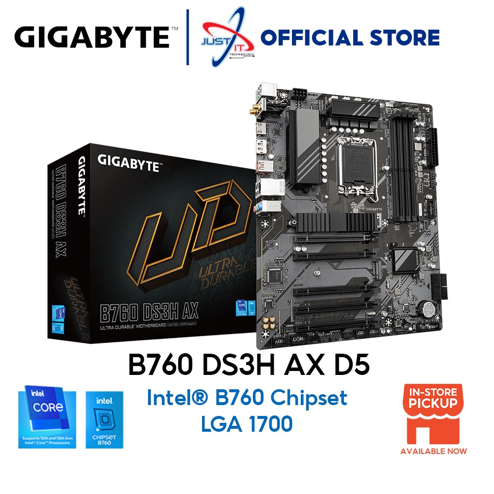 GIGABYTE B760 DS3H AX D5 / DDR5 LGA1700 MOTHERBOARD COMBO INTEL I3-13100 / I5-12400 / 13400 ...