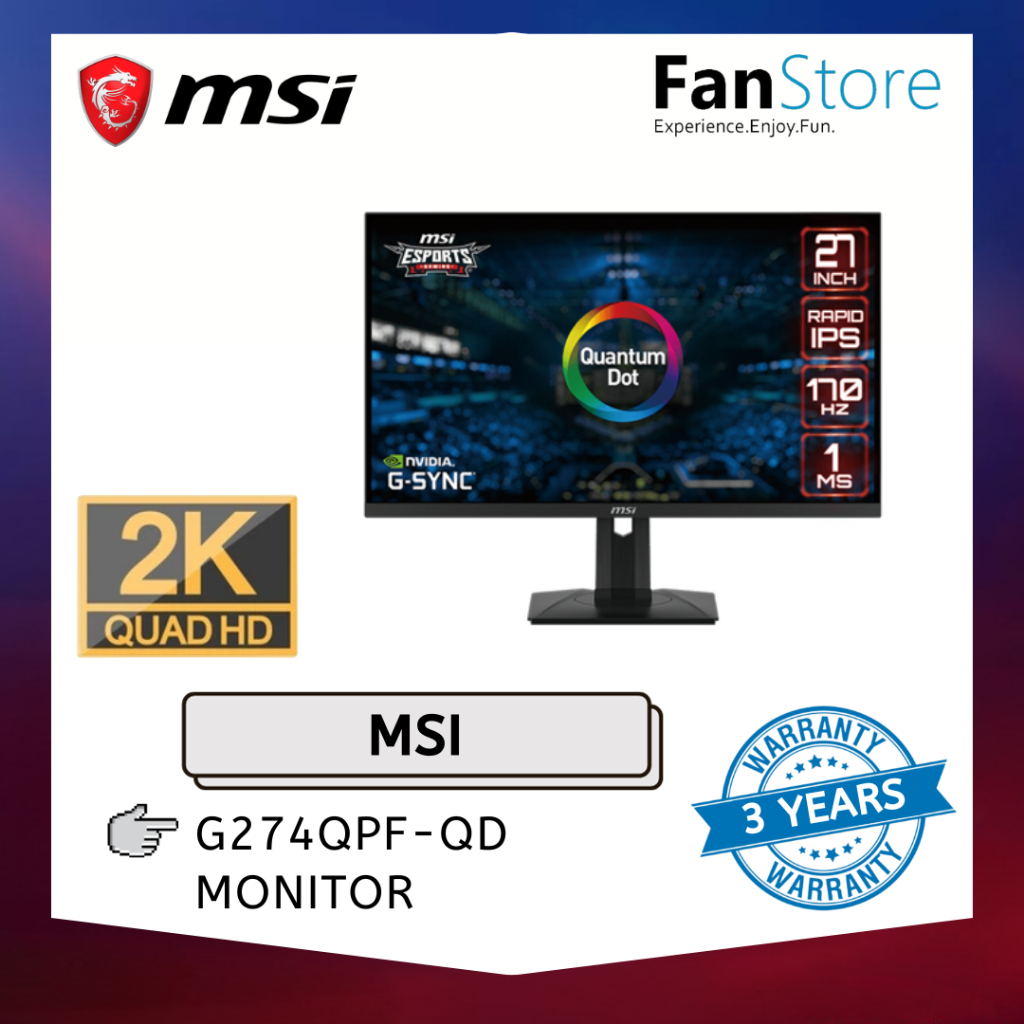 FANSTORE MSI G274QPF-QD 27" 2560 x 1440 (WQHD) 170Hz Gaming Monitor | Shopee Malaysia