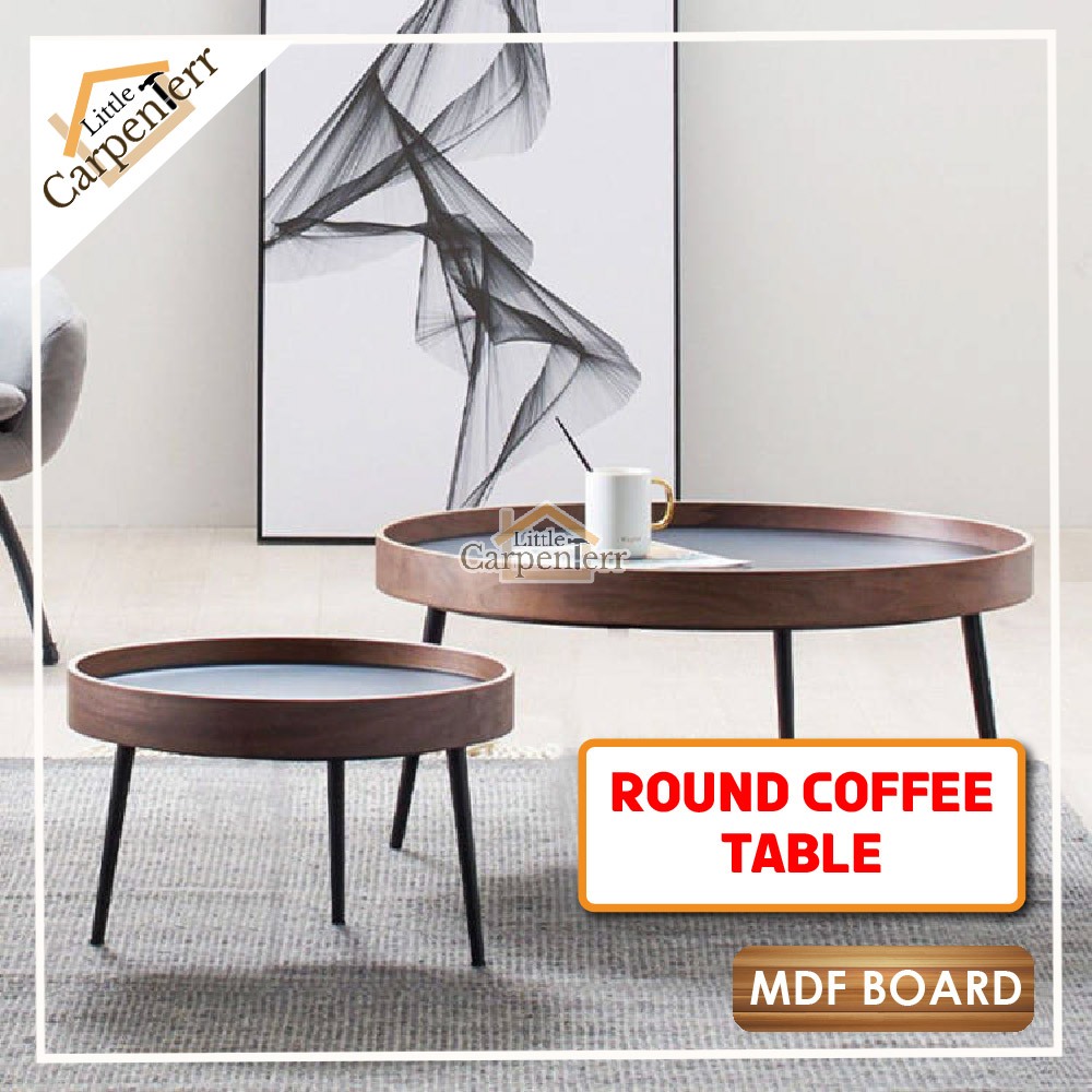 [1PC] Little Carpenterr Round Coffee Table Meja Kayu Bulat Living Room ...