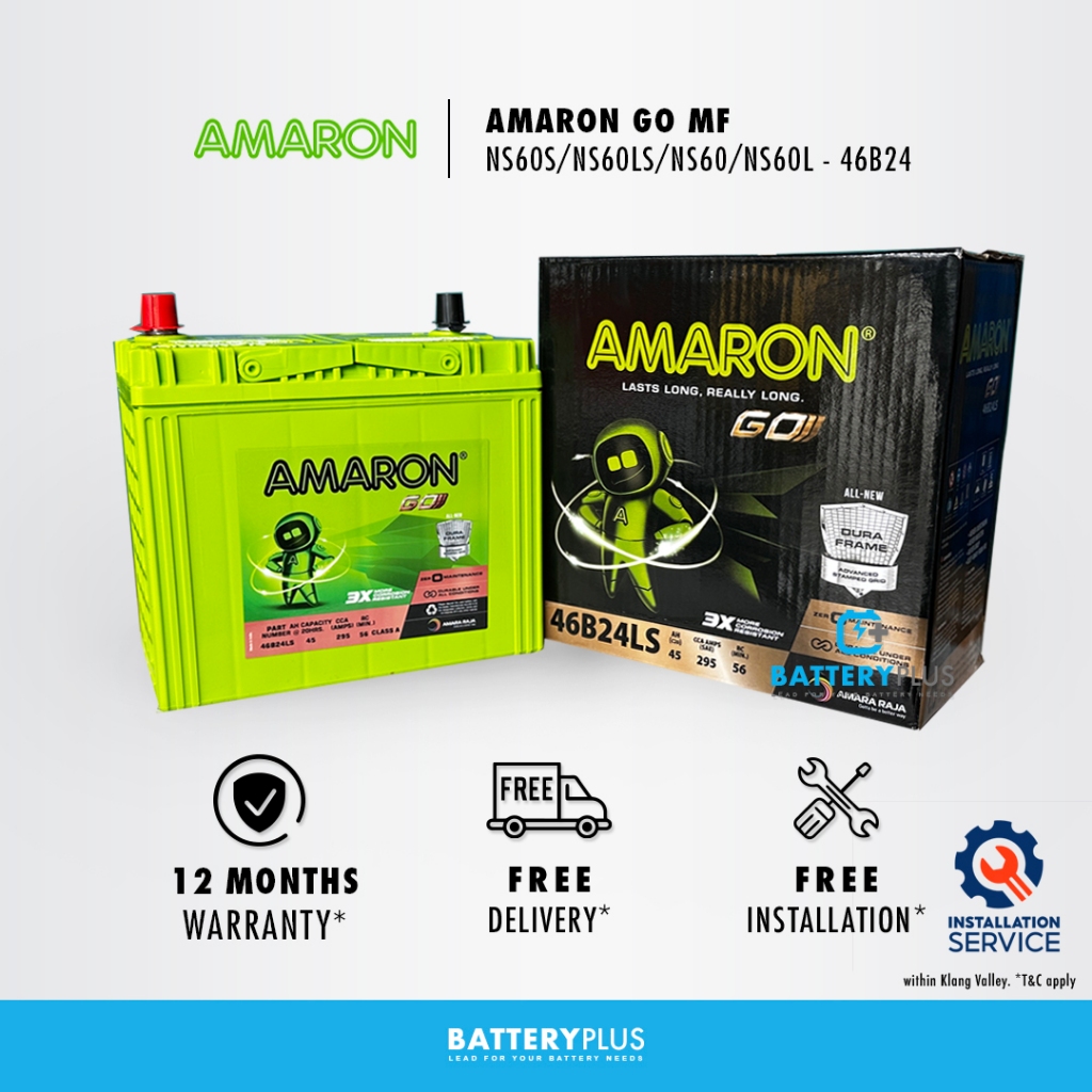 [ Installation Provided ] NS60S | NS60LS | NS60 | NS60L 46B24 Amaron GO MF Car Battery Saga ...