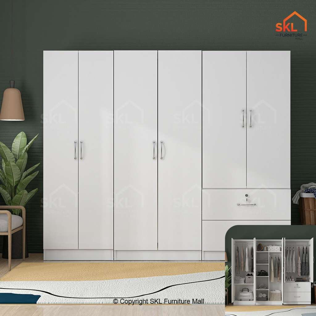HADAR 7FTX6FT WARDROBE WITH SHELF & DRAWERS / almari baju /kabinet baju ...