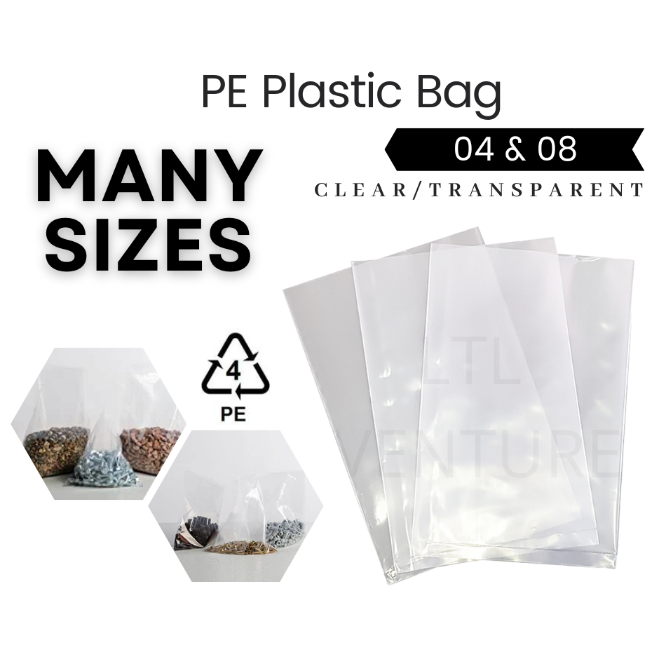 PE Plastic Bag 04/08 2KG Transparent Plastik Nursery Clear4x6/5x8/6x9 ...
