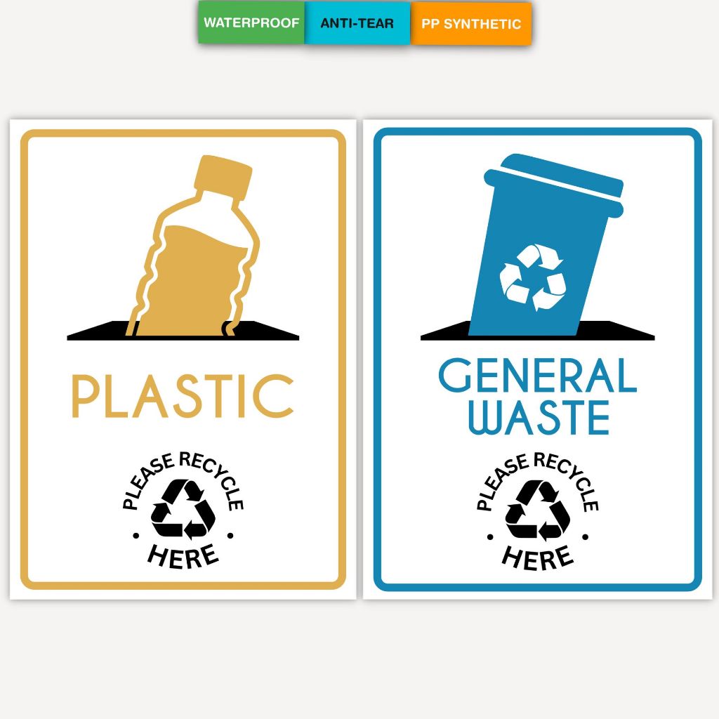 [Plastic or General Waste] Recycle Sticker Self Adhesive 208mm x 145mm ...