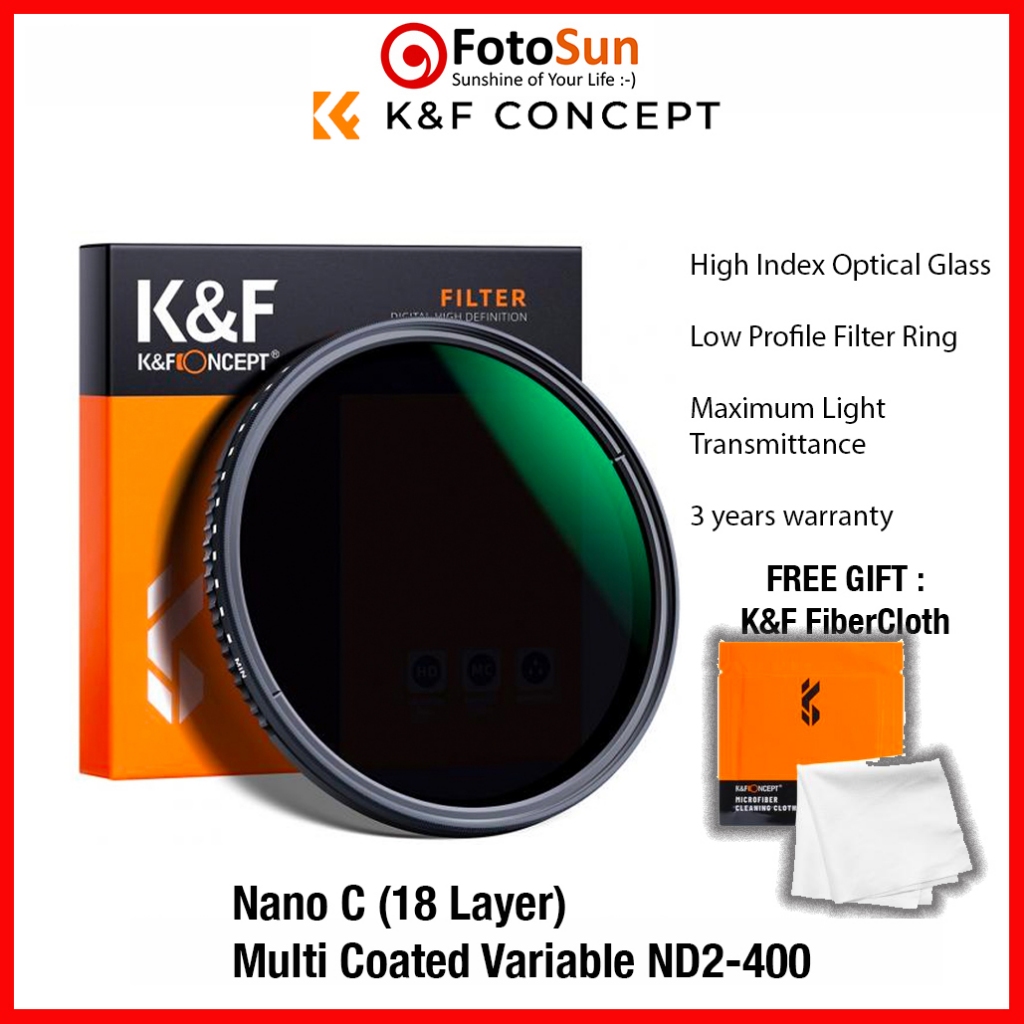Variable ND K&F Concept ND2-400 Nano-C Multi Coat filter for video and photography | Shopee Malaysia