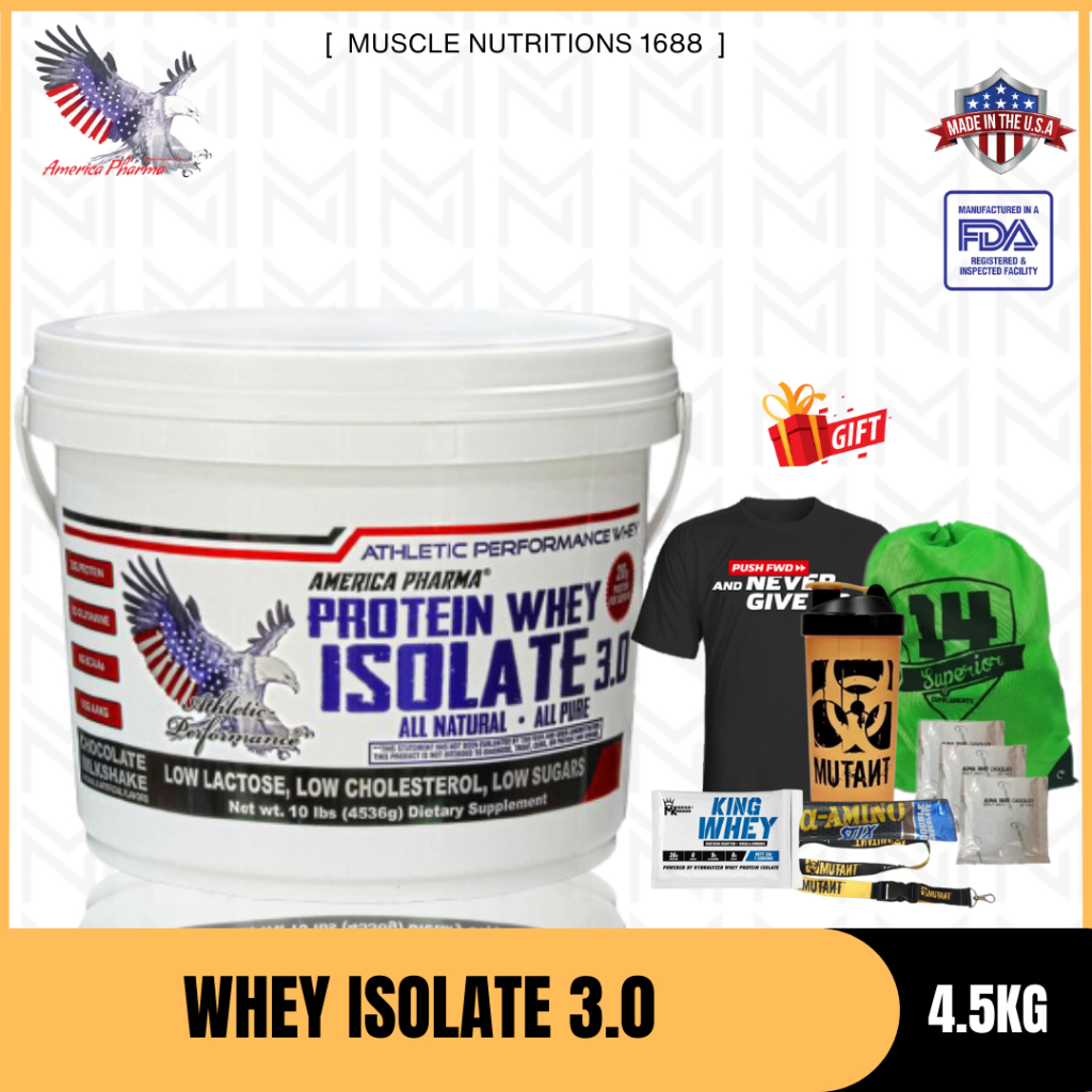 America Pharma Whey Isolate Protein 3.0 10lbs/4.5kg (Free Gift) - Susu ...