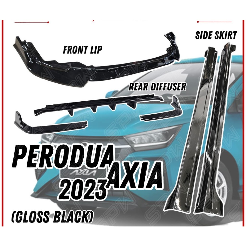 PERODUA AXIA 2023 KEVZSTYLE DIFFUSER SET BODYKIT GLOSS BLACK | Shopee ...
