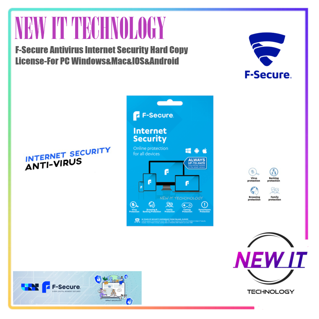 F-Secure Antivirus Internet Security Hard Copy License-For PC Windows&Mac&IOS&Android ( 1 years ...