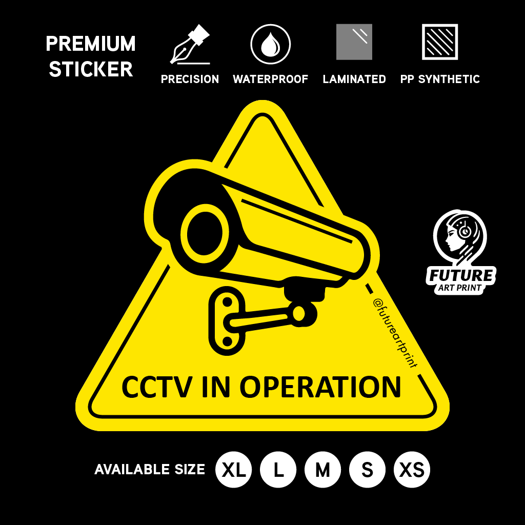 CCTV in Operation. Premium Triangle Sticker Sign Warning Caution ...