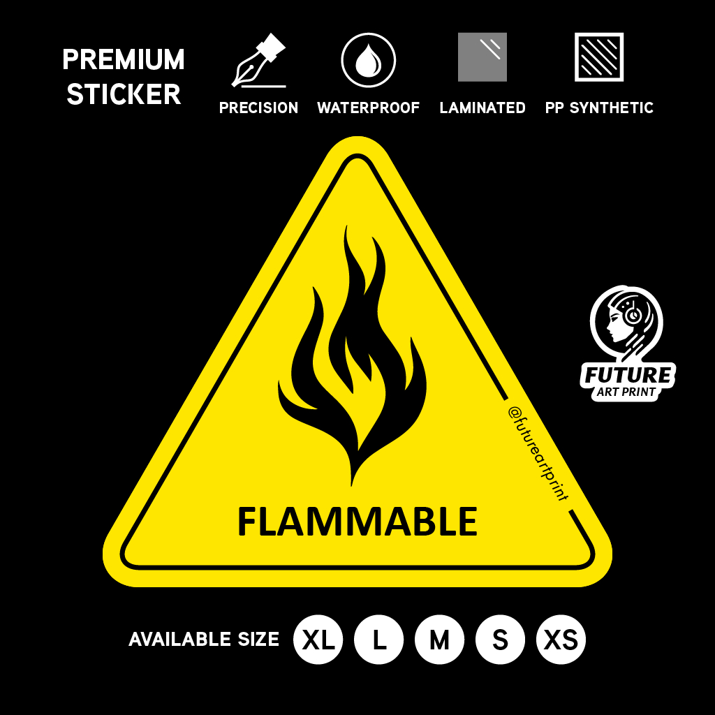 Flammable. Triangle Sticker Sign Warning Caution Danger Signage Safety ...