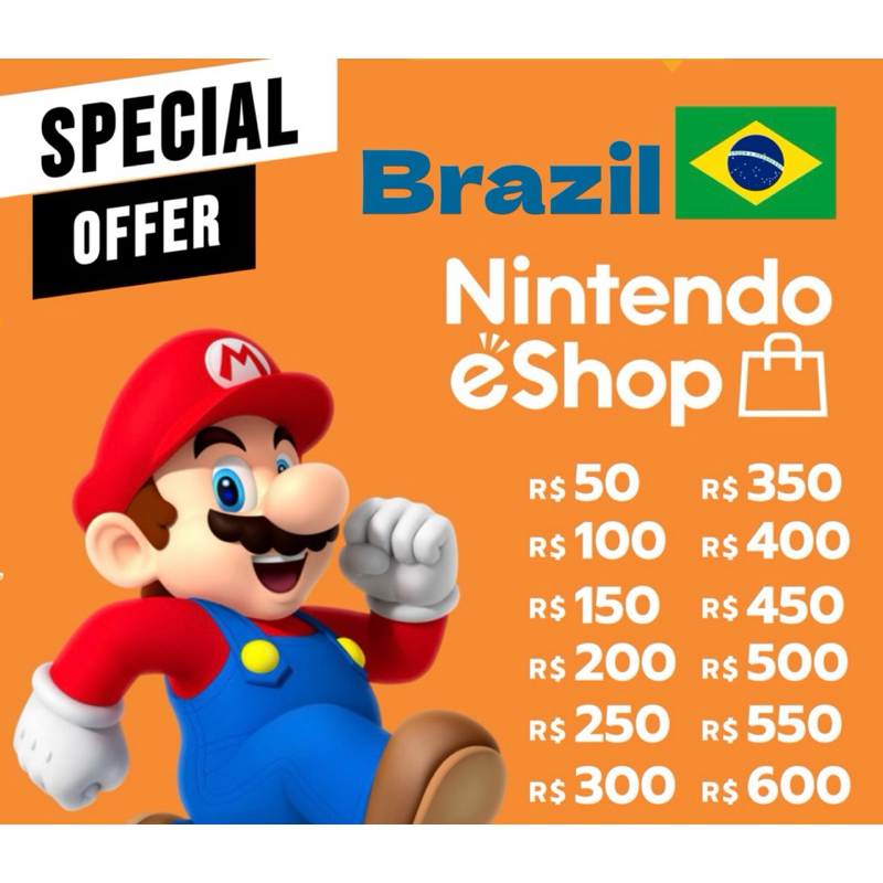 Original Nintendo Switch eShop Brazil Top Up Prepare Game Card Credit ...