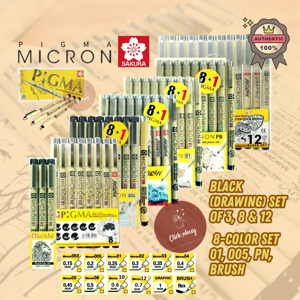 SAKURA Pigma Micron Technical Drawing Pen Set (Black & Color) | Shopee ...