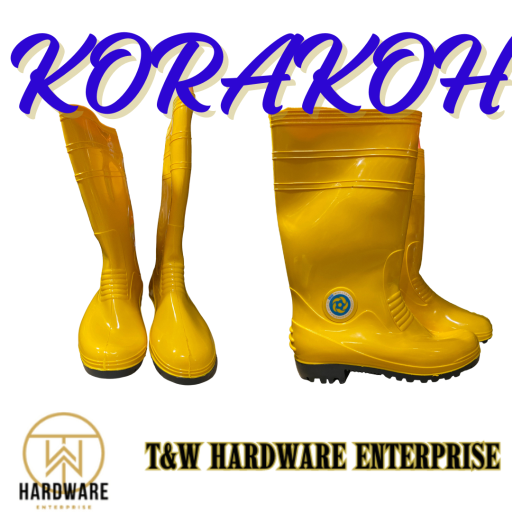 KORAKOH RUBBER BOOT Quality Rubber Yellow Rain Boots/ Kasut Hujan ...