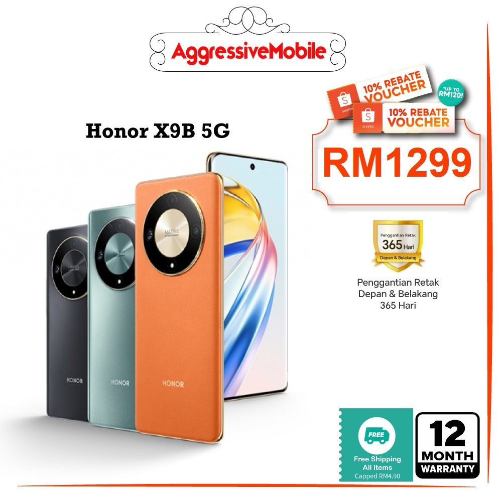 Honor X9B 5G [256GB+12GB RAM | AMOLED | 35W Fast Charge] - 1 Year Warranty | Shopee Malaysia