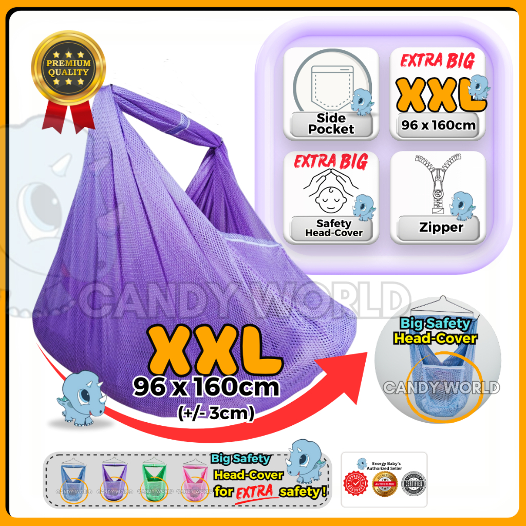 CANDY WORLD XXL Kain Buaian Baby Cradle Net Buaian Baby Spring Cot Net ...