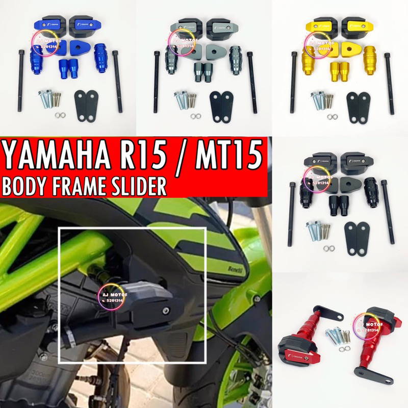YAMAHA R15 V3 / MT15 V1 V2 BODY FRAME SLIDER CNC PROTECTOR GUARD CRASH ...