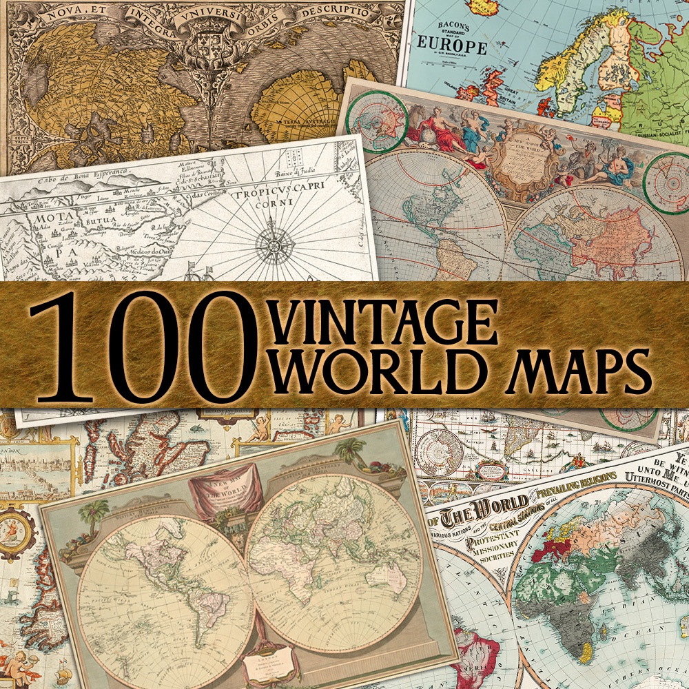 100 Vintage World Maps, Old Maps, Antique Maps, Digital Maps ...