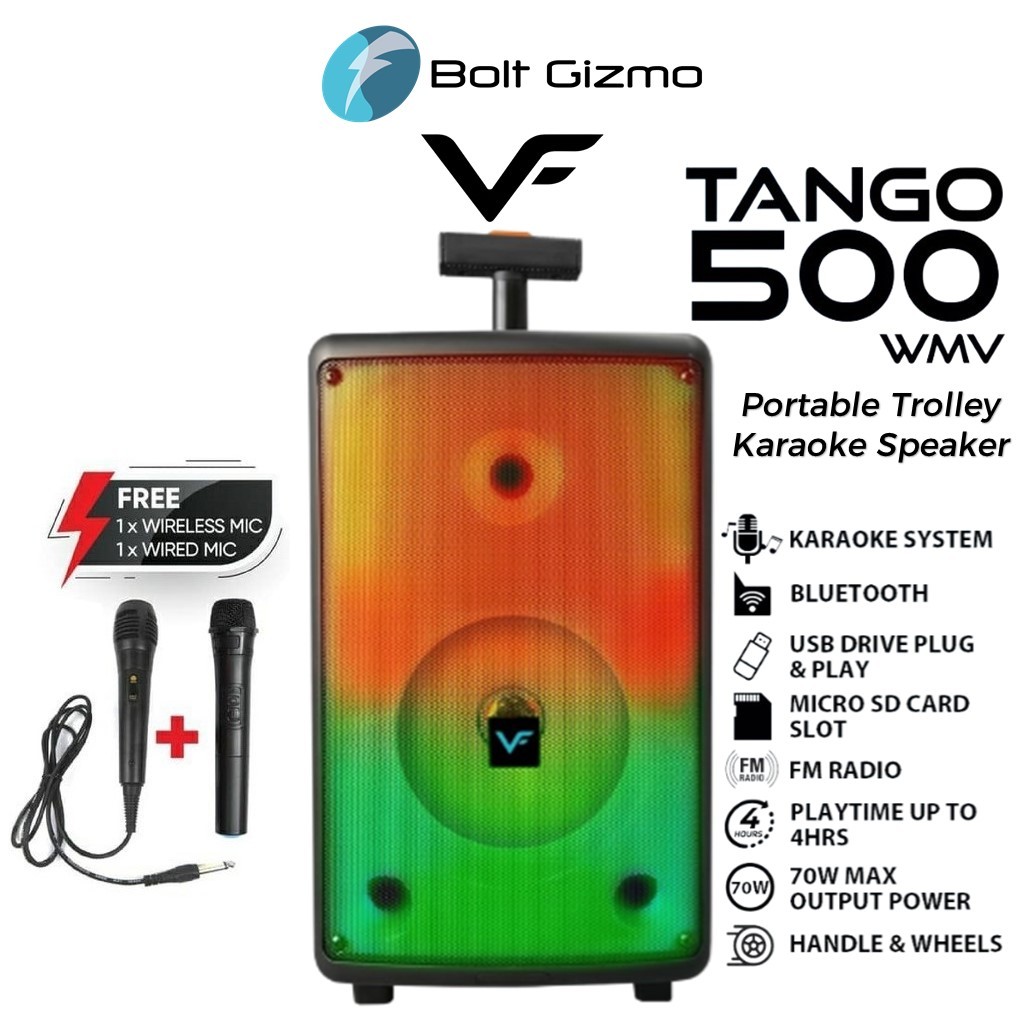 Vinnfier VF TANGO 500 WMV Portable Bluetooth Karaoke Speaker TWS USB ...