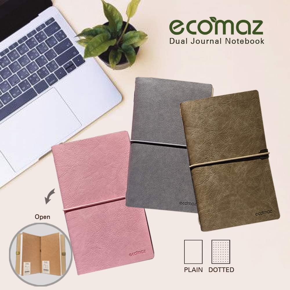ECOMAZ PU LEATHER TRAVEL JOURNAL NOTEBOOK PLAIN/DOT 80S 100G/ECOMAZ PU ...