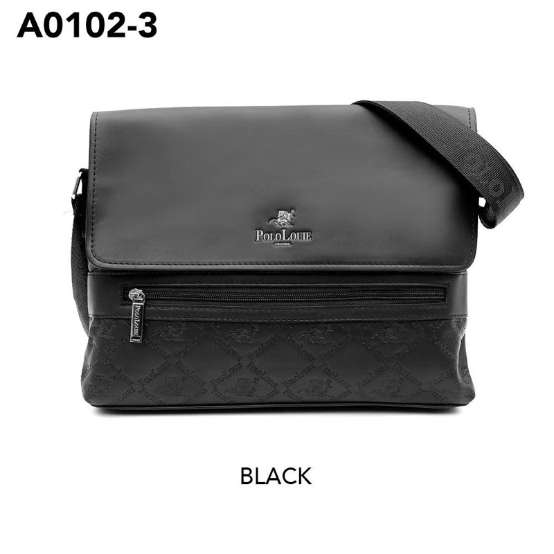 Original Polo Louie Men's Luxury Embossed Pattern Leather (L) Messenger ...