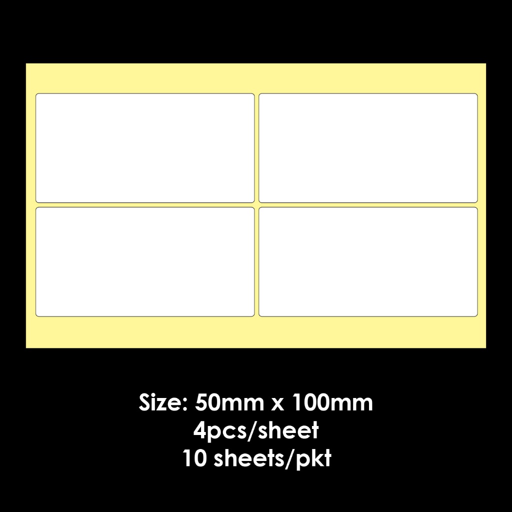 Self Adhesive White Labels Sticker | Squre Retangle | Penanda Buku | A5 ...