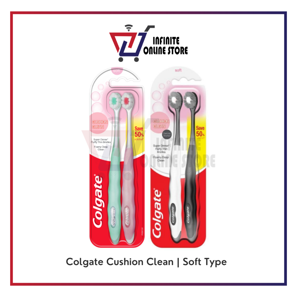 Colgate Cushion Clean Super Dense Fluffy Toothbrush Valuepack 2s (Soft ...