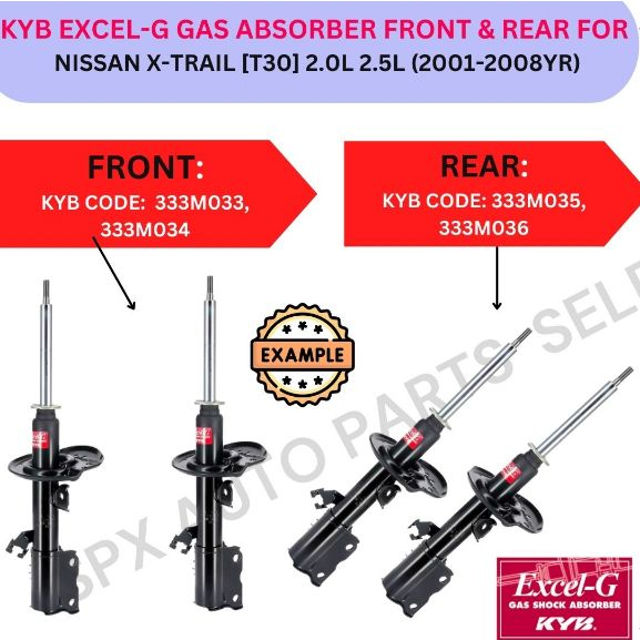 KYB GENUINE ABSORBER (FRONT, REAR) FOR NISSAN XTRAIL [T30] 2.0L 2.5L ...