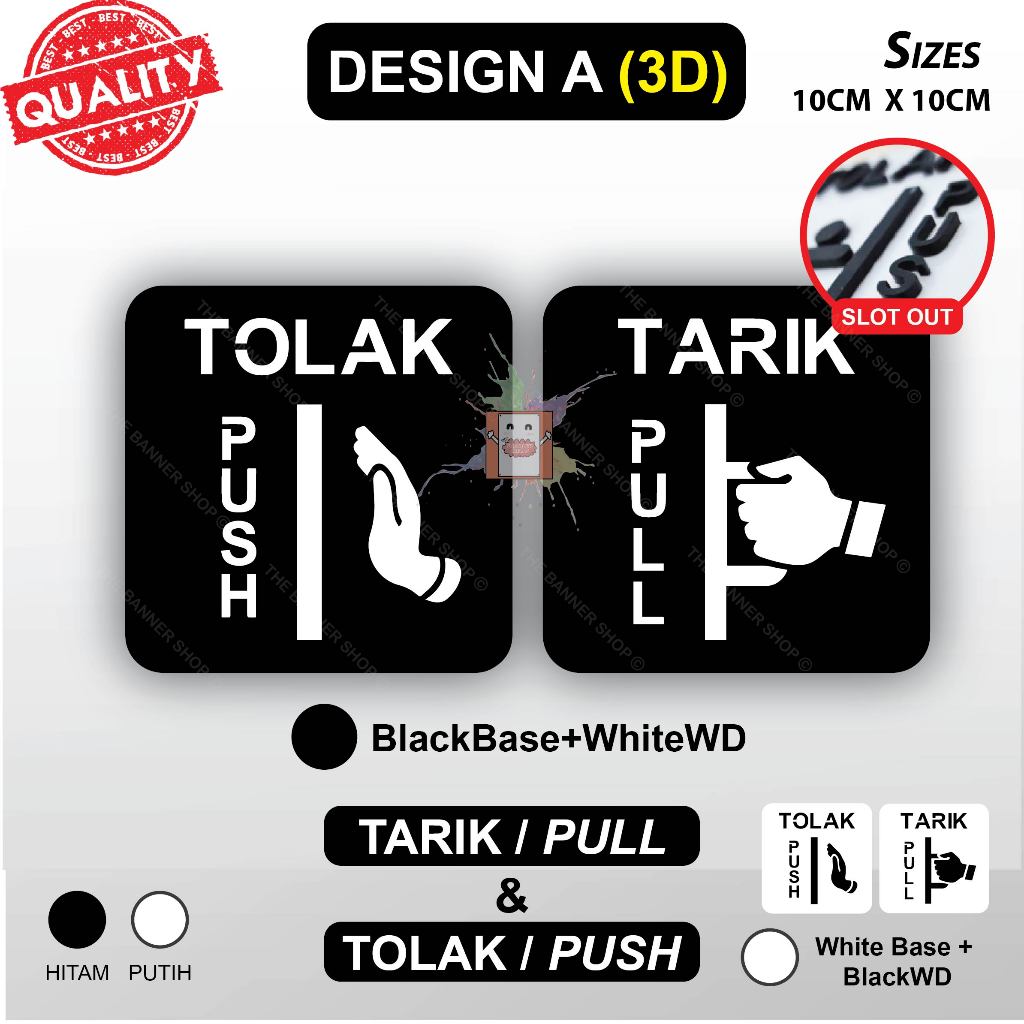 3D Push & Pull Sign , Papan 3D Tolak & Tarik, Modern 3D Door Signage ...