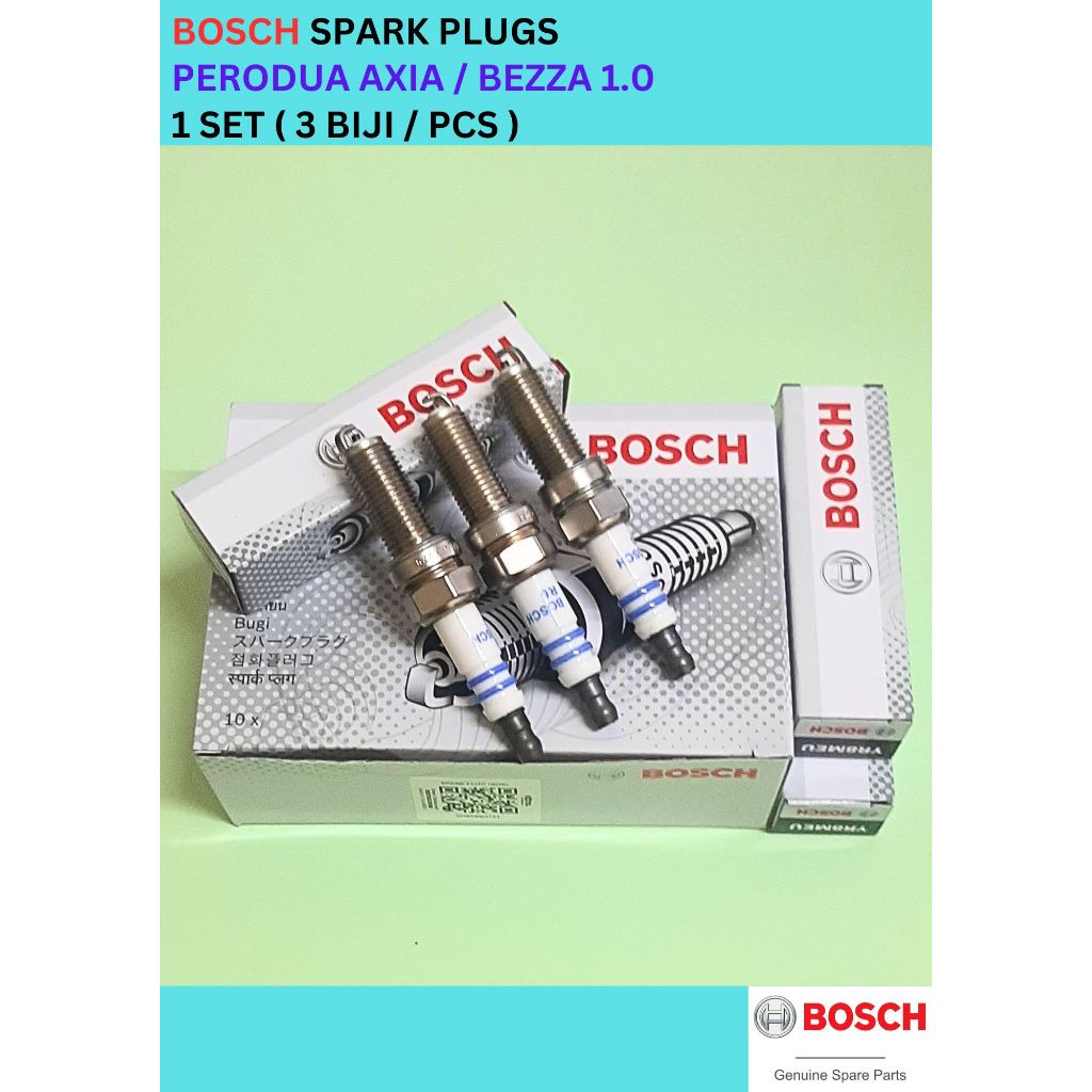 [ 1 SET = 3 PCS ] 100% GENUINE BOSCH Spark Plug for Perodua Axia 1.0 / Bezza 1.0 [ LKR6C ...