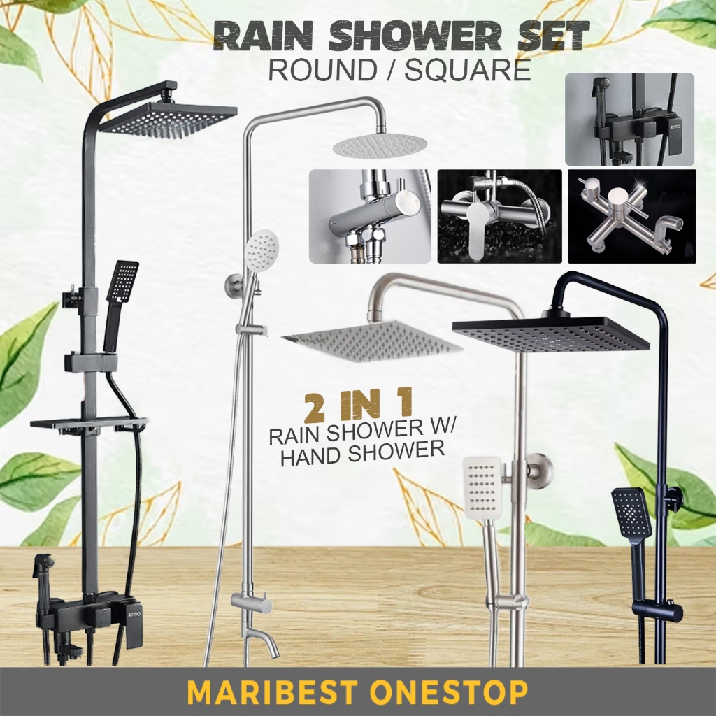 SUS304 Stainless Steel Rain Shower Set Rainfall High Pressure Hand ...