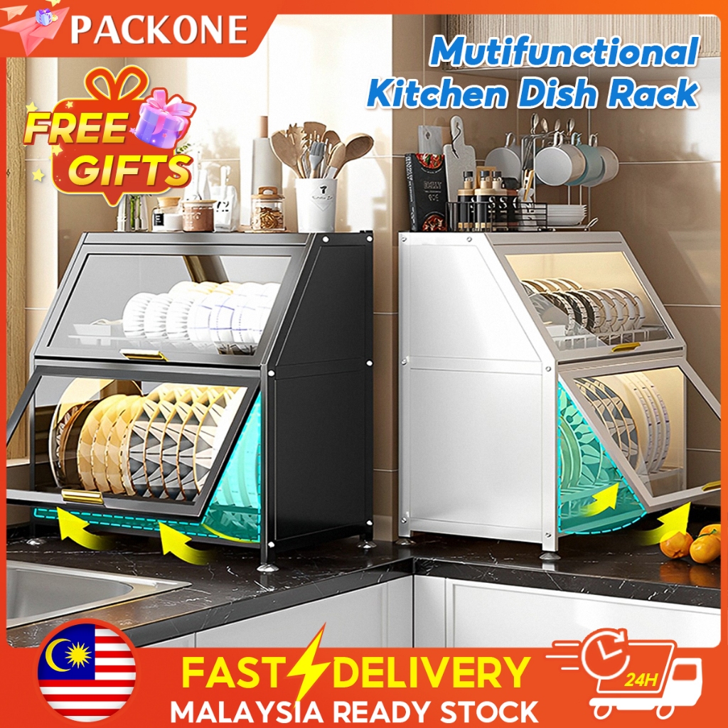 PACKONE Dish Rack Rak Piring Stainless Steel Plate Drying Rack Rak ...