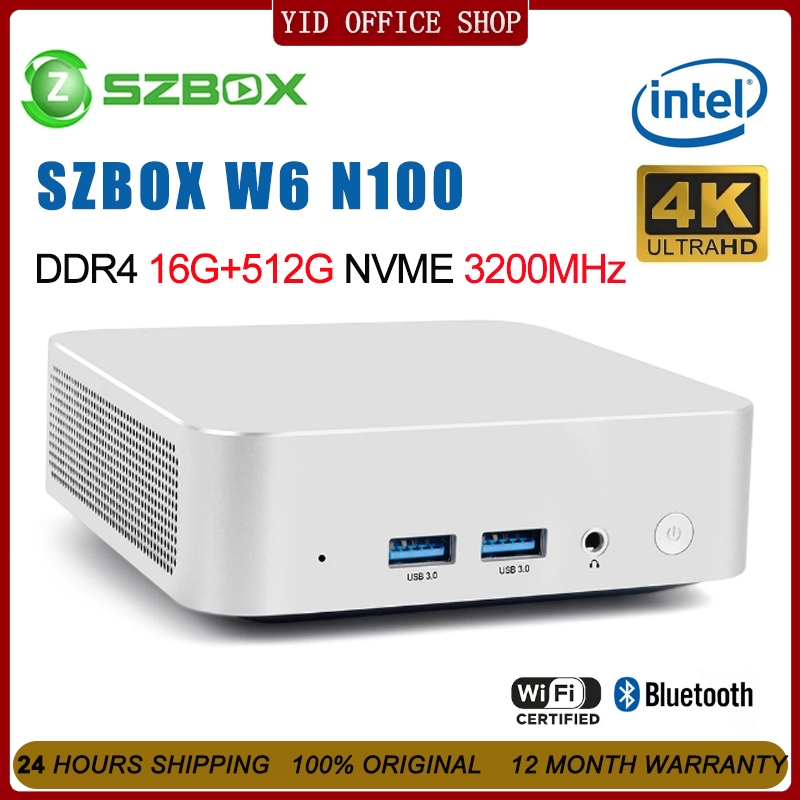 SZBOX W6 Mini PC Intel N100 3200MHz Windows 11 Pro DDR4 16GB 512GB NVMe ...