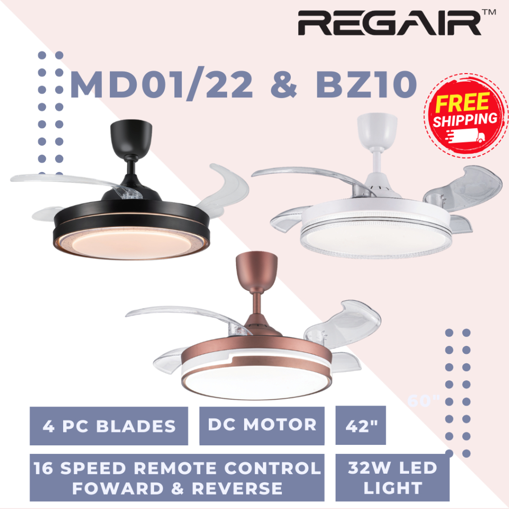 REGAIR INOVO MD01 MD22 BZ10 16 Speed Modern Crystal Ceiling Fan with Led Light Chandelie Kipas ...