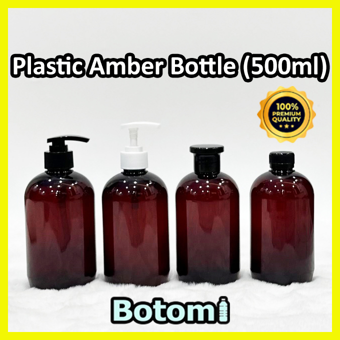 Premium Empty PET Amber Plastic Bottle 500ml with pump flip top cap ...