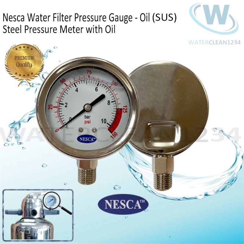 Nesca Water Filter Pressure Gauge - Oil - Hydraulic Liquid - SUS ...