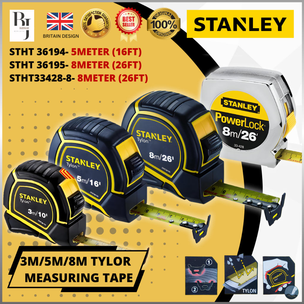 STANLEY Tylon™ MEASUREMENT TAPE STHT36194-5M, STHT33428-8 8M/26FT ...