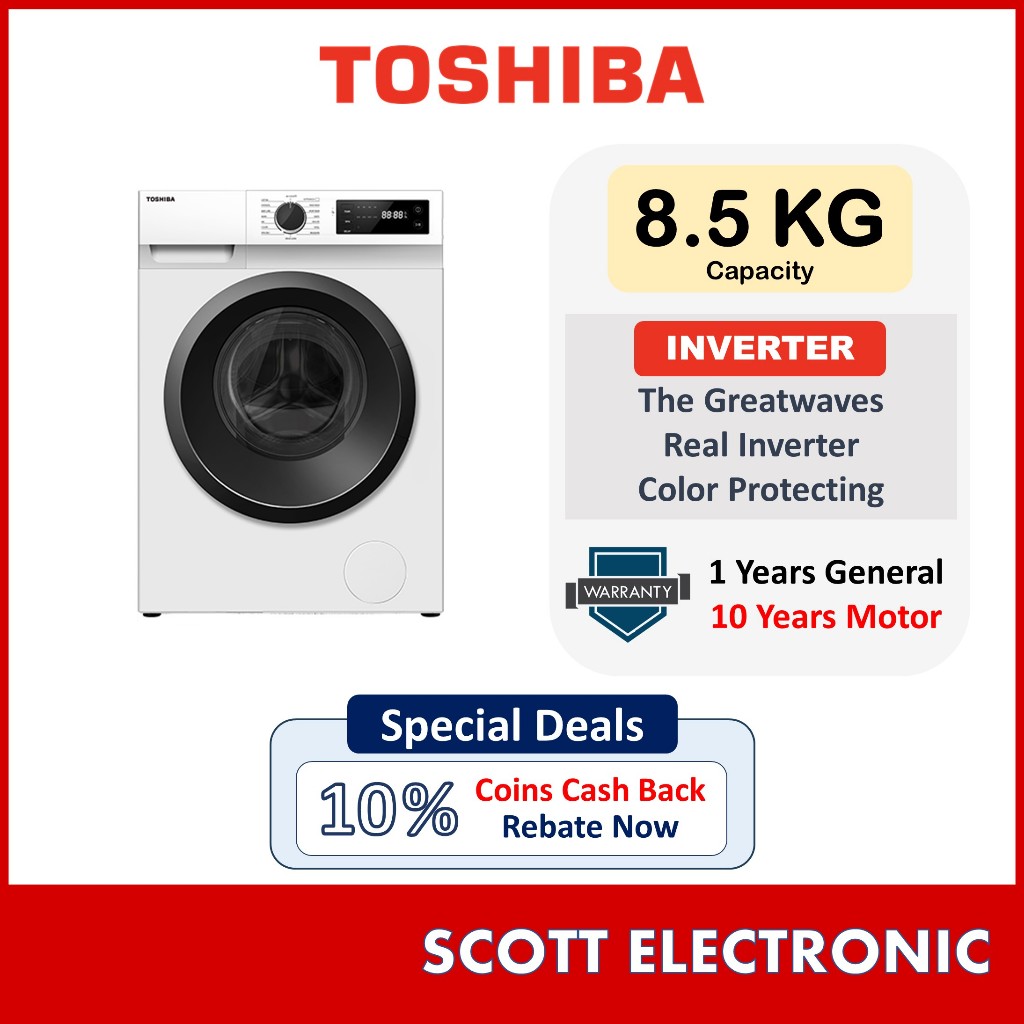 Toshiba 8.5KG Front Load Real Inverter Washer Washing Machine TW-BH95S2M(WK) | Shopee Malaysia