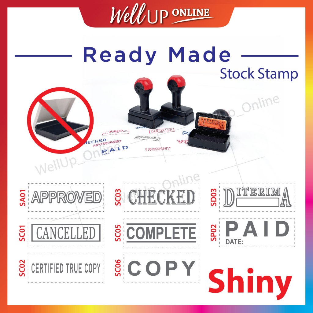 Ready Made Chop (PAID/RECEIVED/COPY/DIBAYAR/CHECKED/APPROVED) - Rubber Stamp Stock Stamp ...