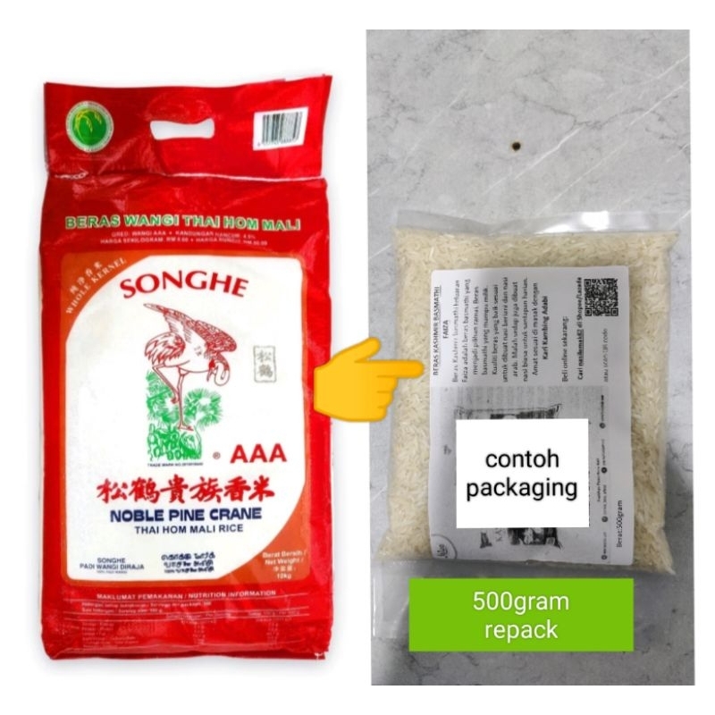 Repack: Beras Wangi Thai SONGHE Noble Pine Crane Thai Hom Mali Rice ...
