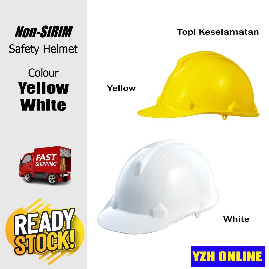 Safety Helmet Non Sirim White / Yellow Topi Keselamatan biasa biasa ...