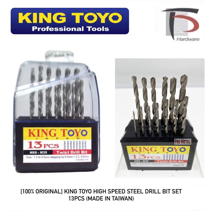 [100% ORIGINAL] KING TOYO HIGH SPEED STEEL DRILL BIT SET 13PCS (MADE IN ...