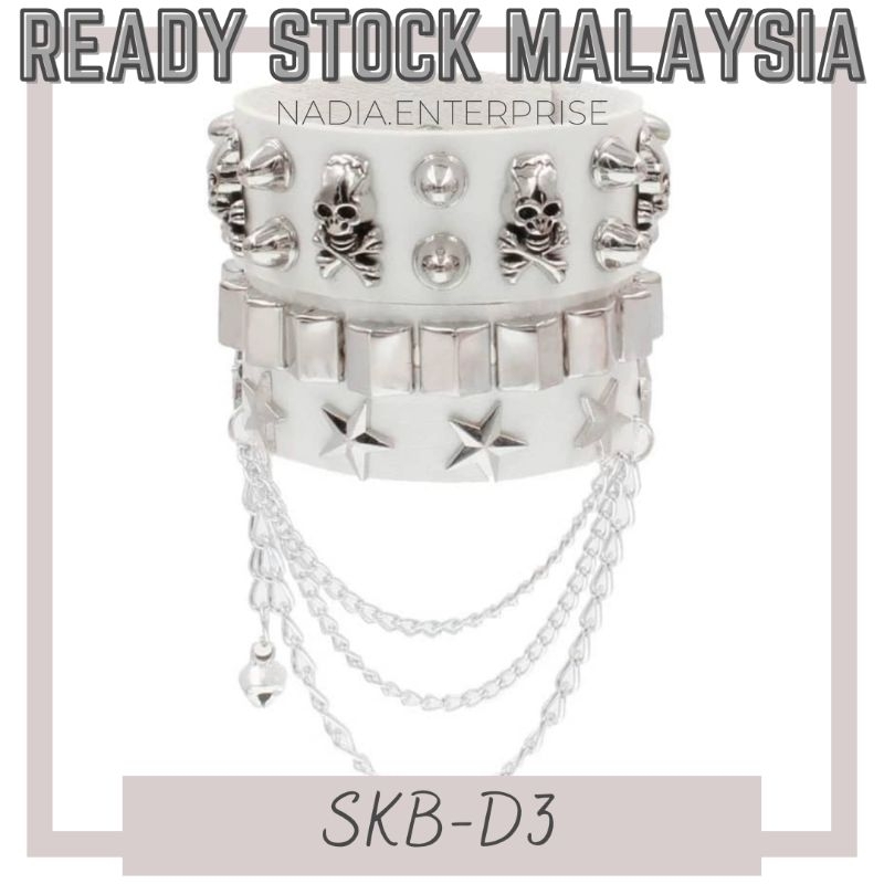 🇲🇾 GELANG Leather Wristband bracelet cuff gothic punk metal armbands ...