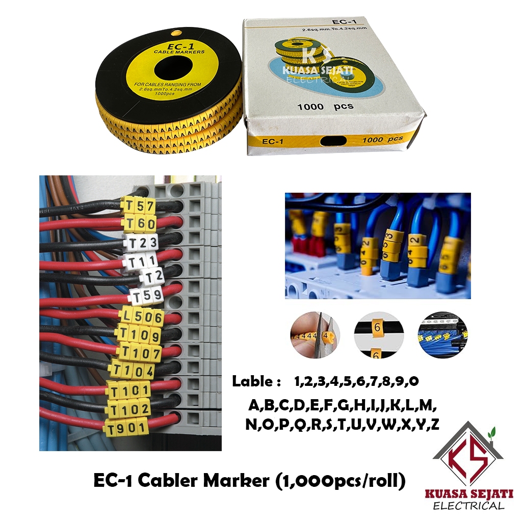 Cable Marker Numbering 0 - 9 , Alphabet A - Z / Wire Marker EC-1 (1000pcs) | Shopee Malaysia