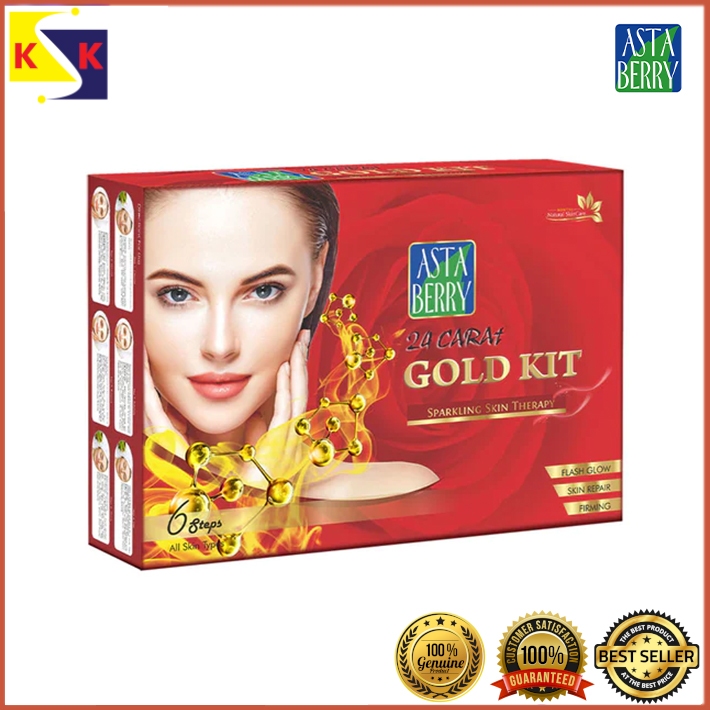 ASTA BERRY 24CARRAT GOLD FACIAL KIT 6-STEPS (570mL) | Shopee Malaysia