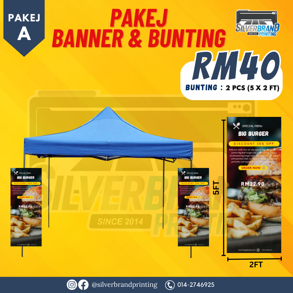PAKEJ BANNER DAN BUNTING MURAH/PAKEJ MURAH UNTUK BERNIAGA/ PAKEJ SET EVENT MURAH/GERAI JUALAN ...
