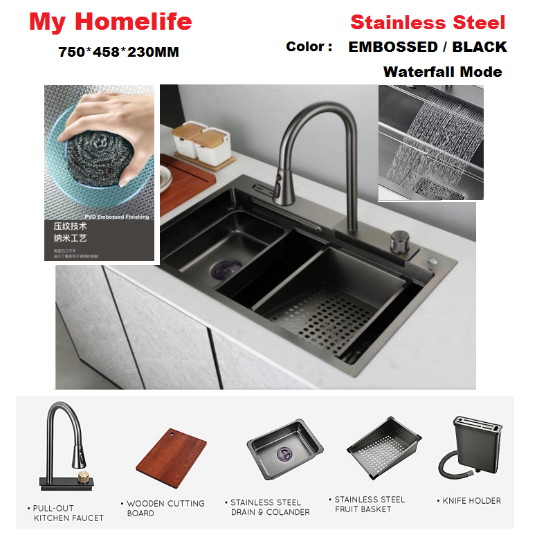 ITTO ITK75458 EMBOSSED MULTIPURPOSE KITCHEN SINK WITH FAUCET AND ...