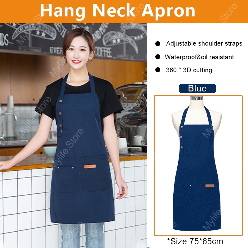 Ready Stock apron kitchen waterproof Oilproof Hang Neck Apron Cook ...