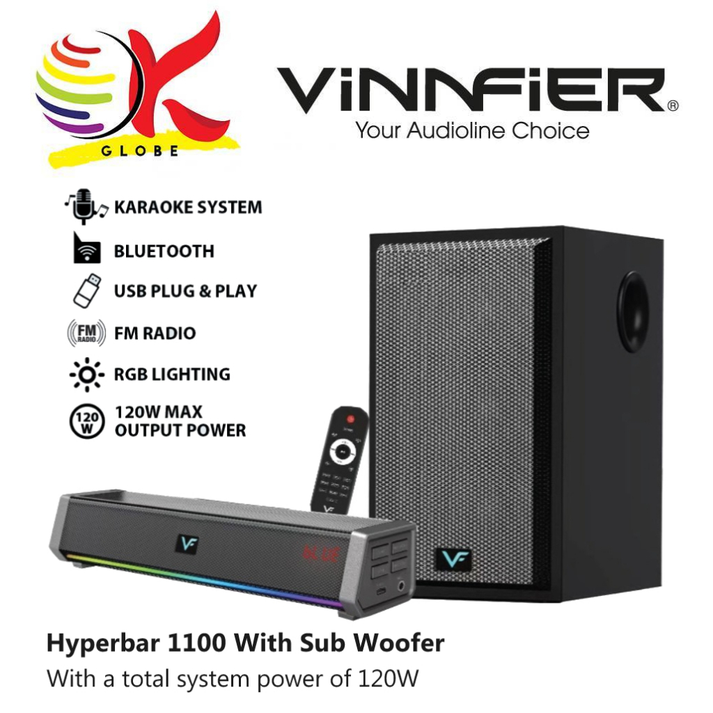 VINNFIER HYPERBAR 1100 WITH SUB WOOFER 120W MAX OUTPUT BLUETOOTH FM ...
